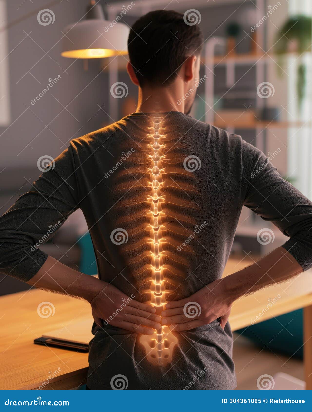 Highlighted Spine of a Man with Back Pain Stock Illustration ...
