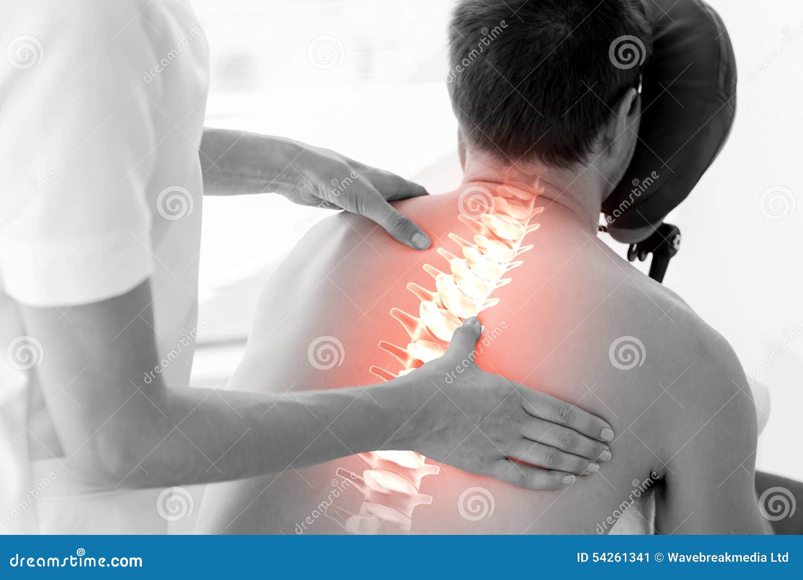 Highlighted Spine of Man at Physiotherapy Stock Image - Image of care ...
