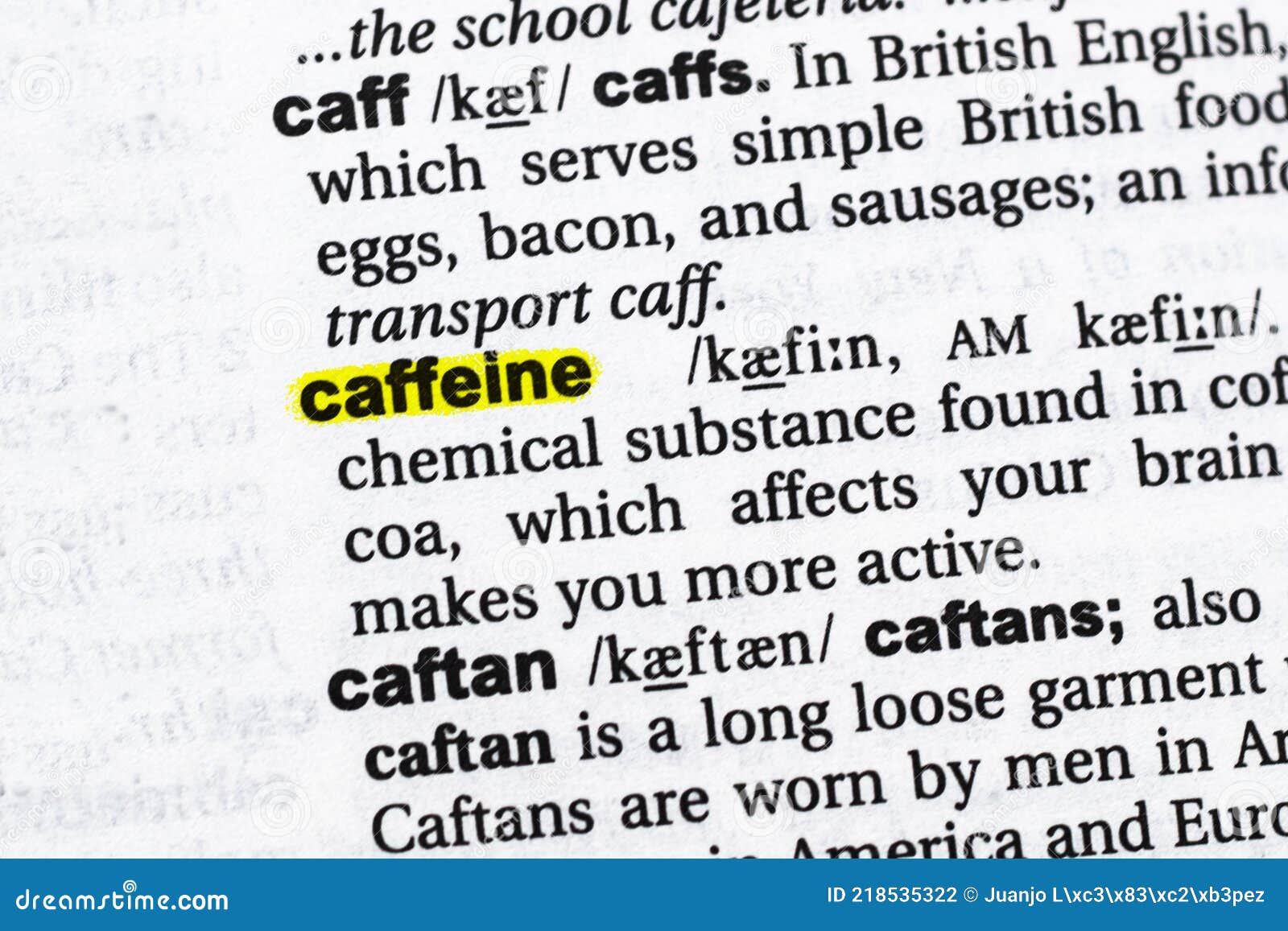 Highlighted Word Caffeine Concept and Meaning Stock Photo - Image of ...