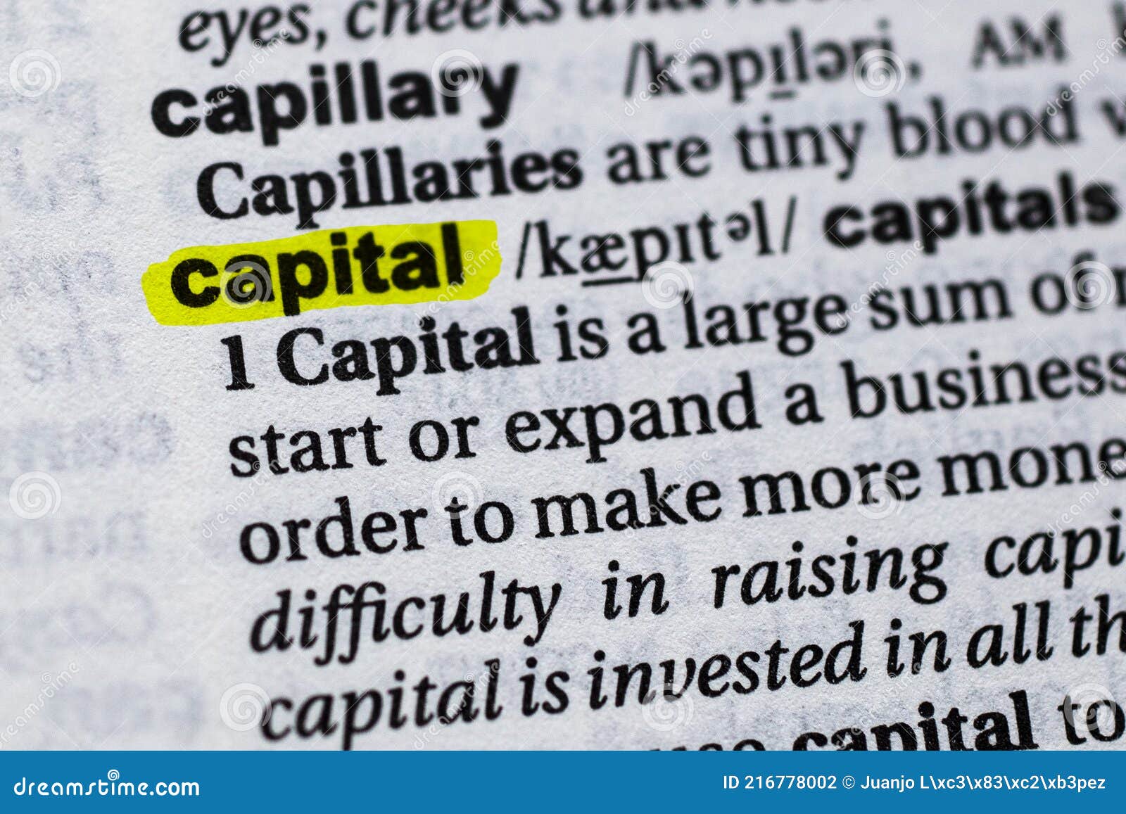 Highlighted Word Capital Concept and Meaning Stock Photo - Image of ...