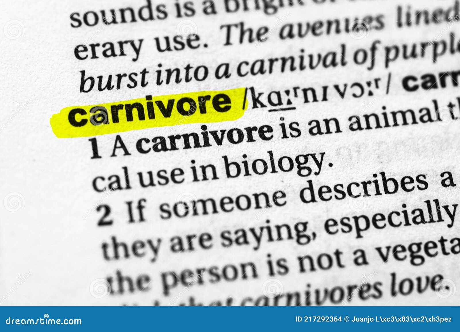 Highlighted Word Carnivore Concept and Meaning Stock Photo - Image of ...