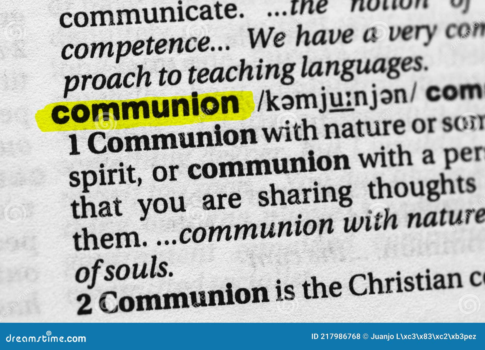 Highlighted Word Communion Concept and Meaning Stock Photo - Image of ...