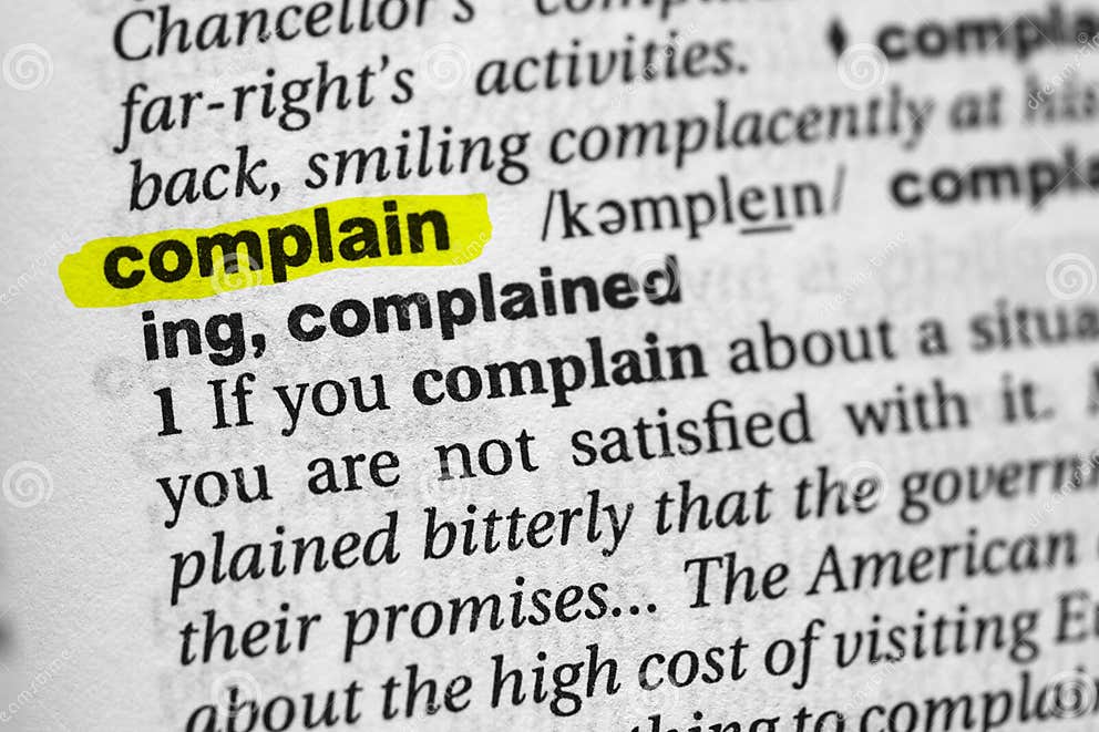 Highlighted Word Complain Concept and Meaning Stock Image - Image of ...