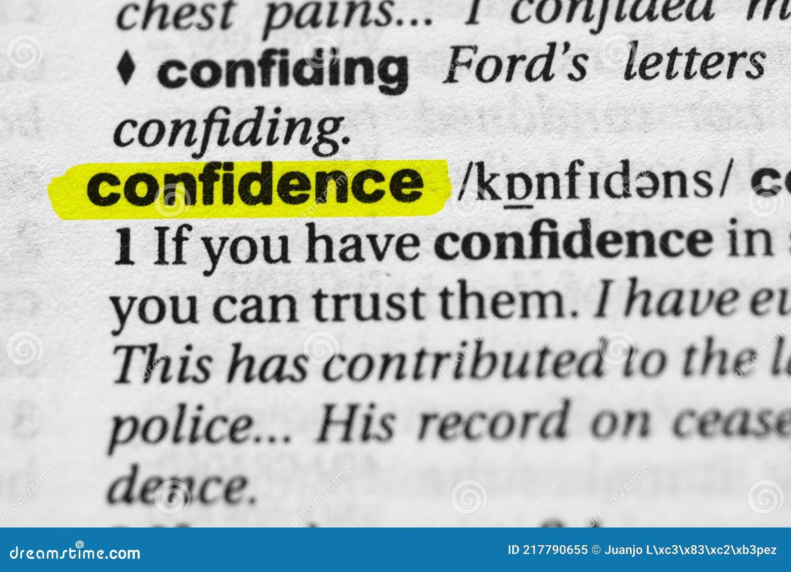 Highlighted Word Confidence Concept and Meaning Stock Image - Image of ...