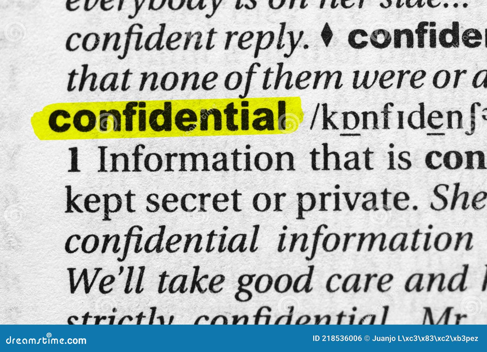 Highlighted Word Confidential Concept and Meaning Stock Photo - Image ...