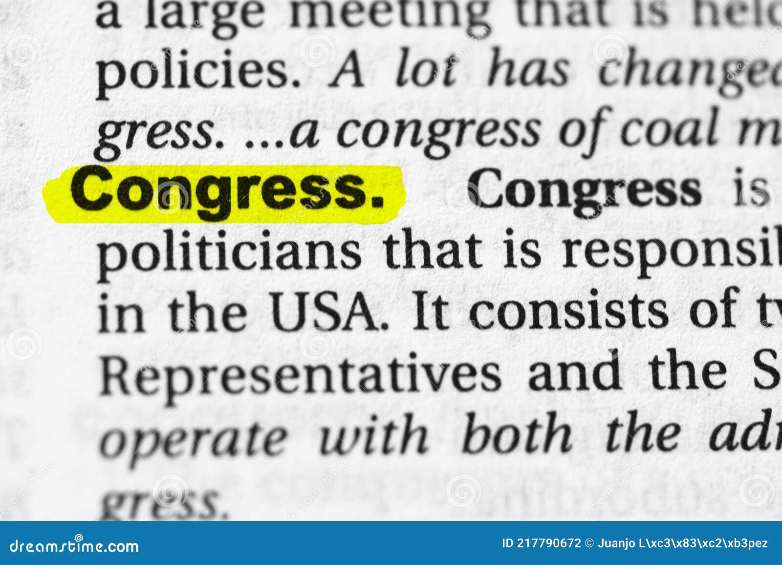 Highlighted Word Congress Concept and Meaning Stock Photo - Image of ...