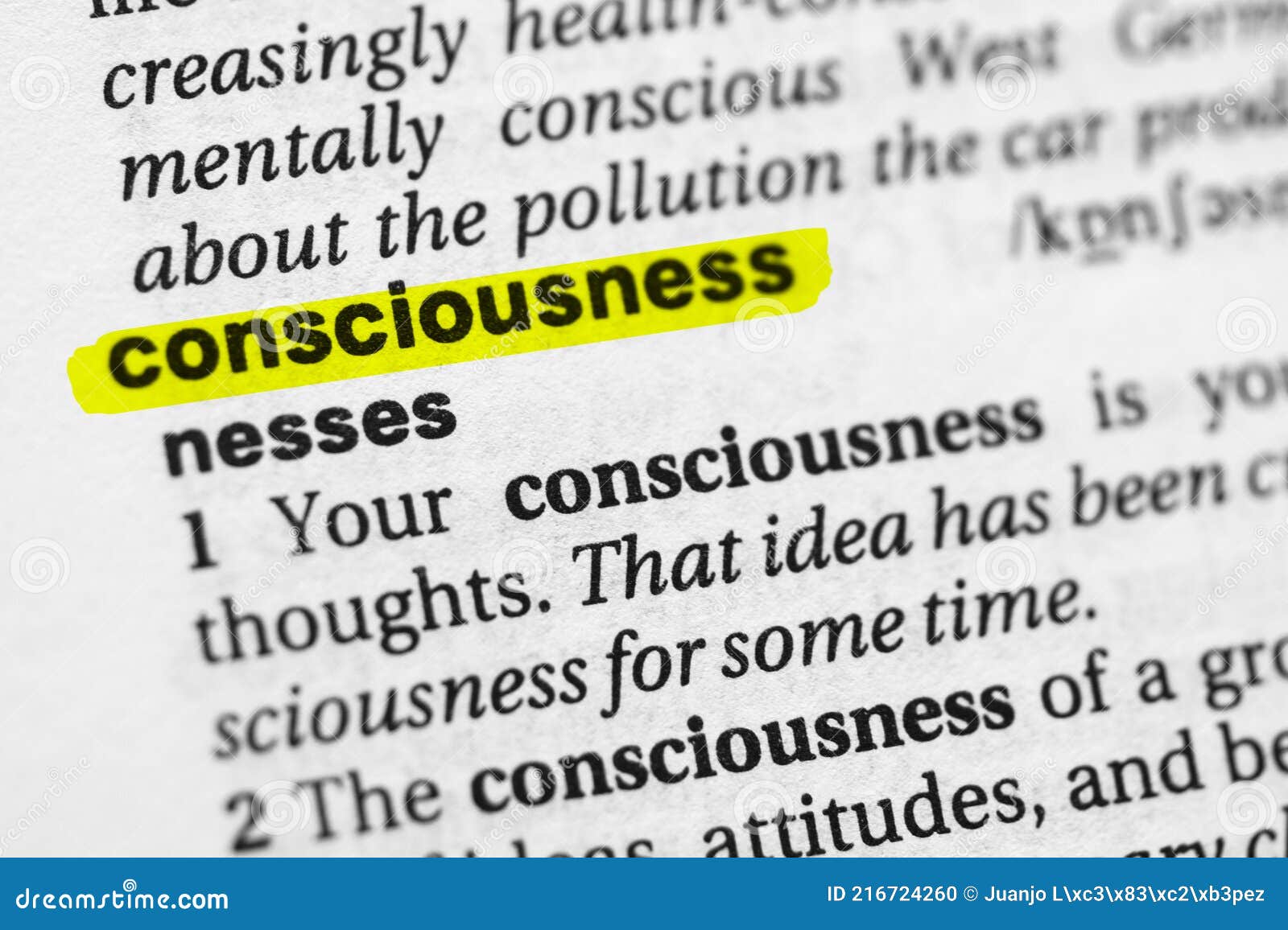 Highlighted Word Consciousness Concept and Meaning Stock Photo - Image ...