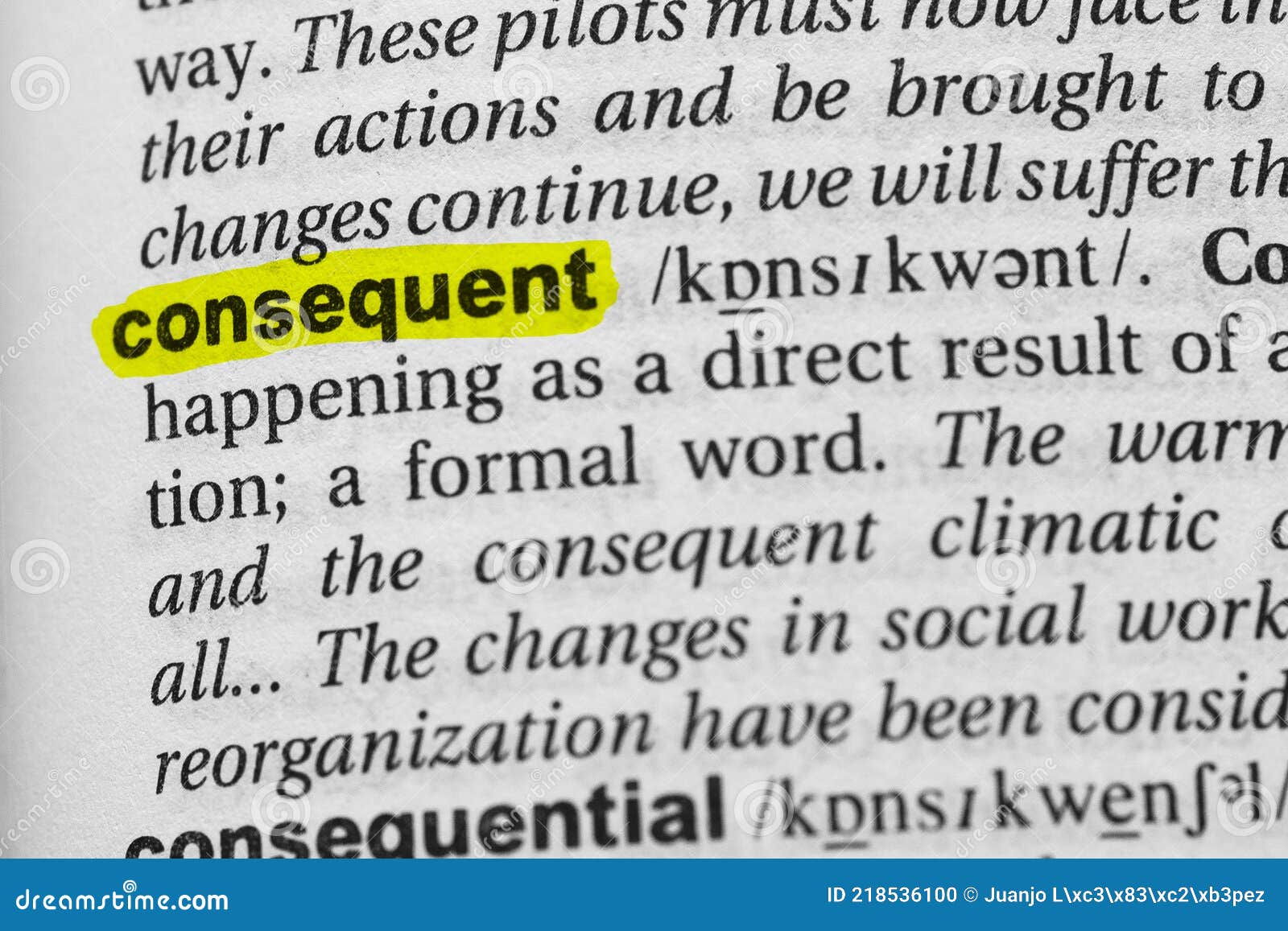 Highlighted Word Consequent Concept and Meaning Stock Photo - Image of ...