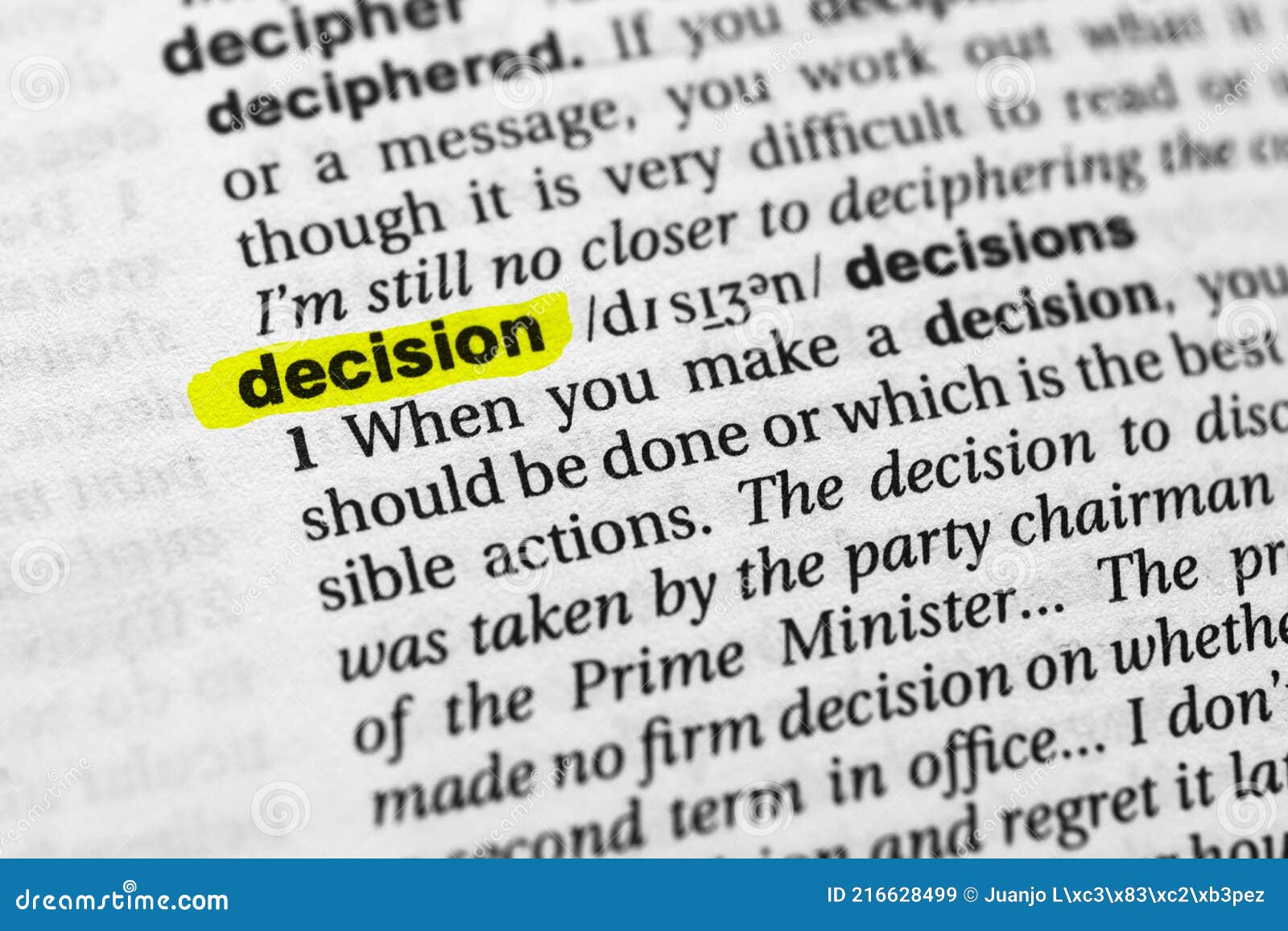 Highlighted Word Decision Concept and Meaning Stock Image - Image of ...