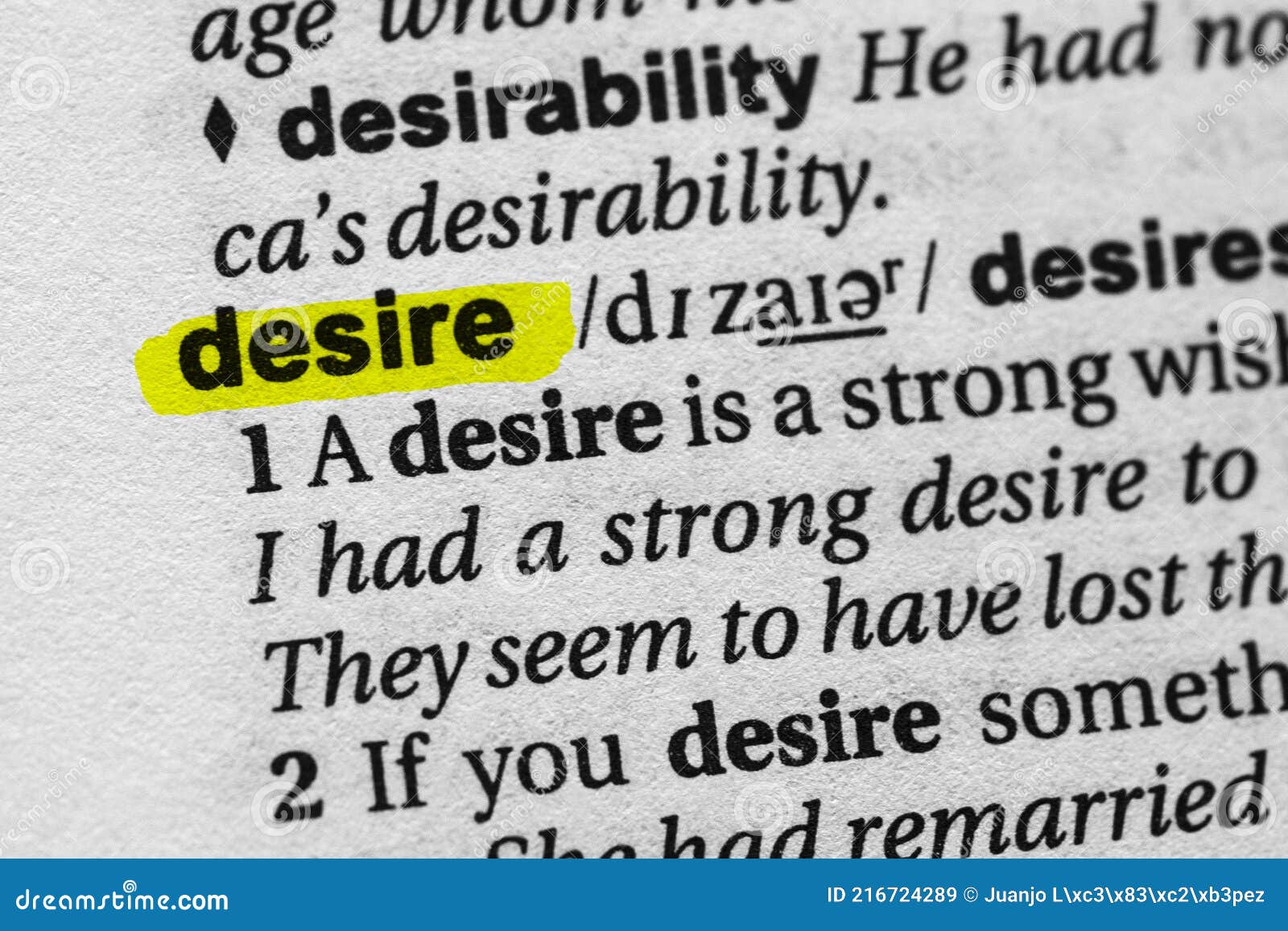 Highlighted Word Desire Concept and Meaning Stock Image - Image of ...