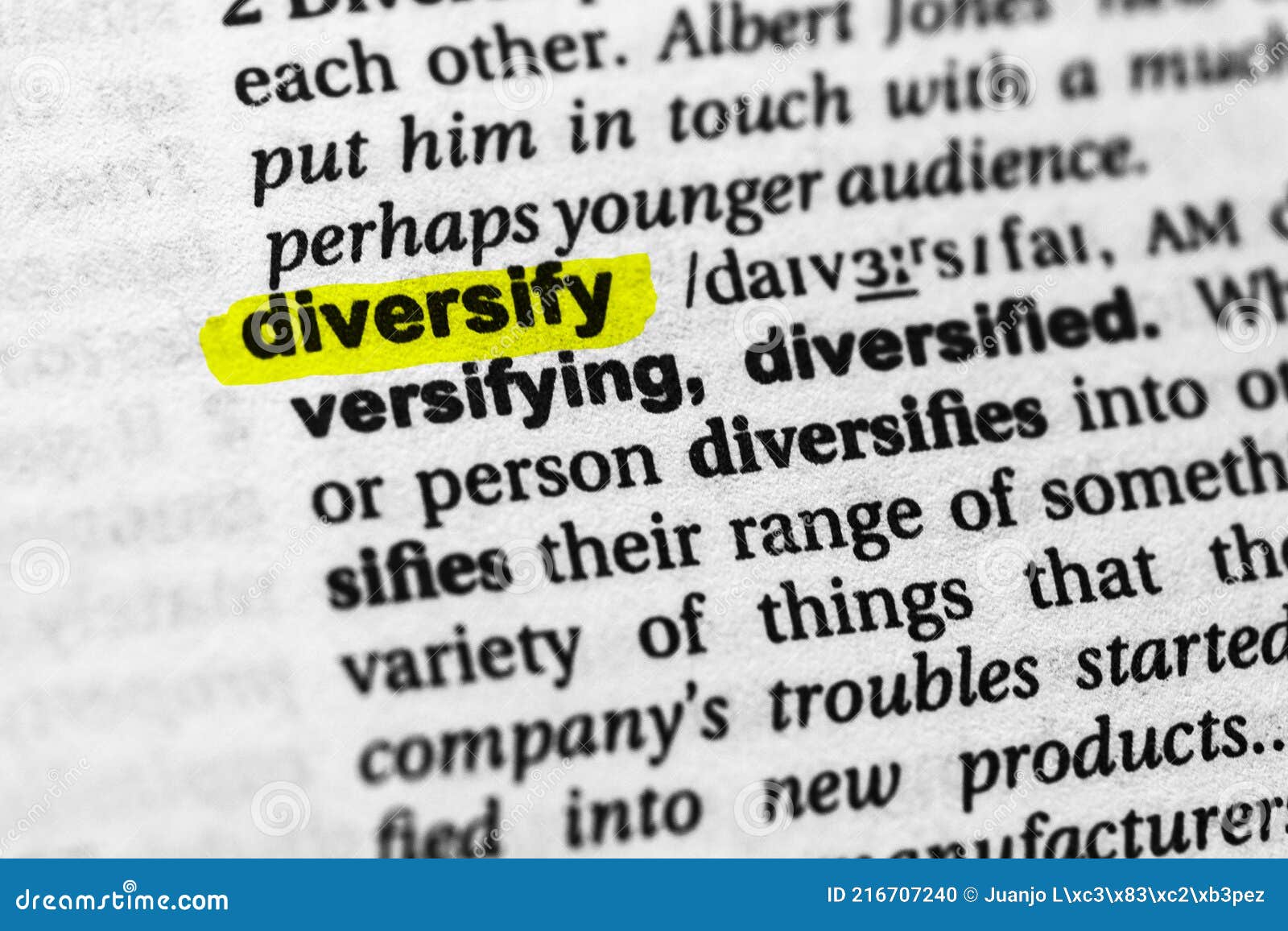Definition Of Diversify Word With A Meaning On A Book. Dictionary ...