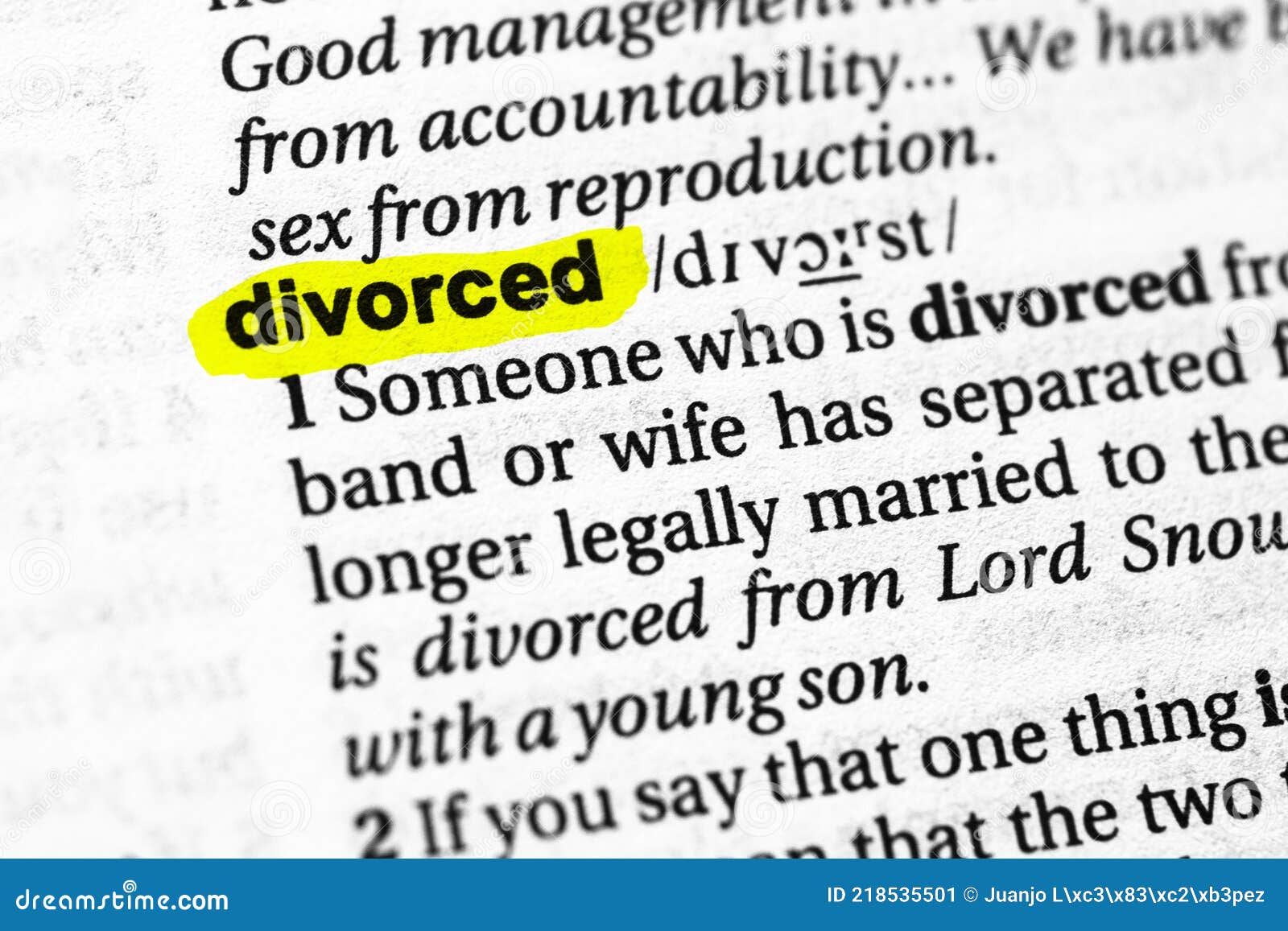 Highlighted Word Divorced Concept and Meaning Stock Image - Image of ...