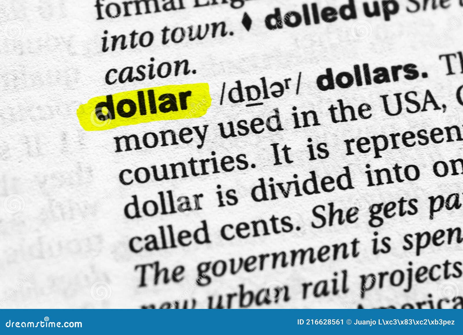 Highlighted Word Dollar Concept and Meaning Stock Image - Image of ...