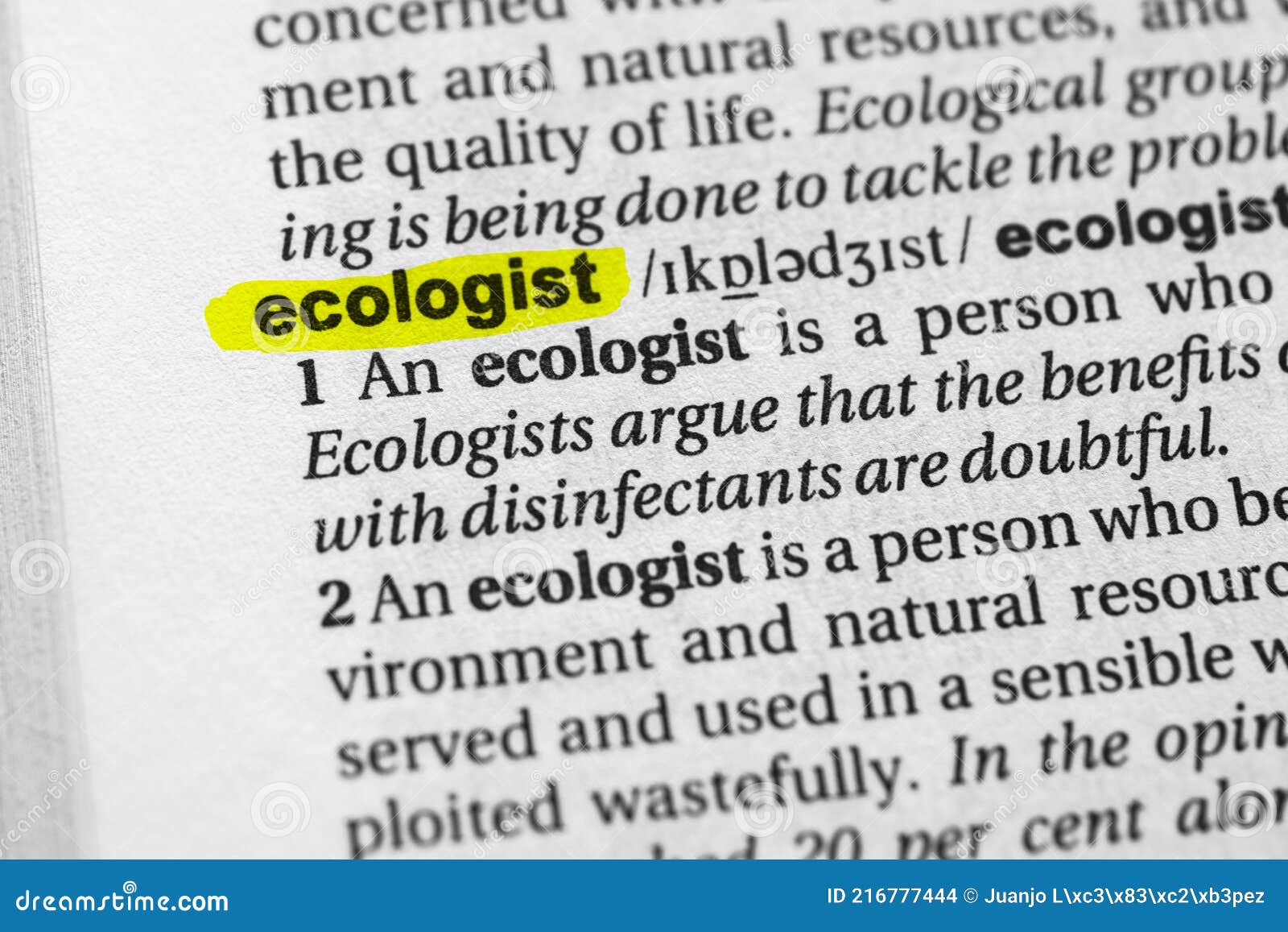 Highlighted Word Ecologist Concept and Meaning Stock Photo - Image of ...