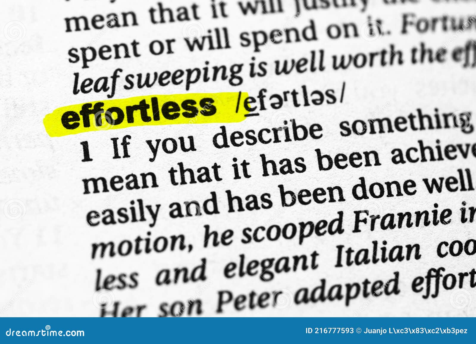 Highlighted Word Effortless Concept and Meaning Stock Image - Image of ...