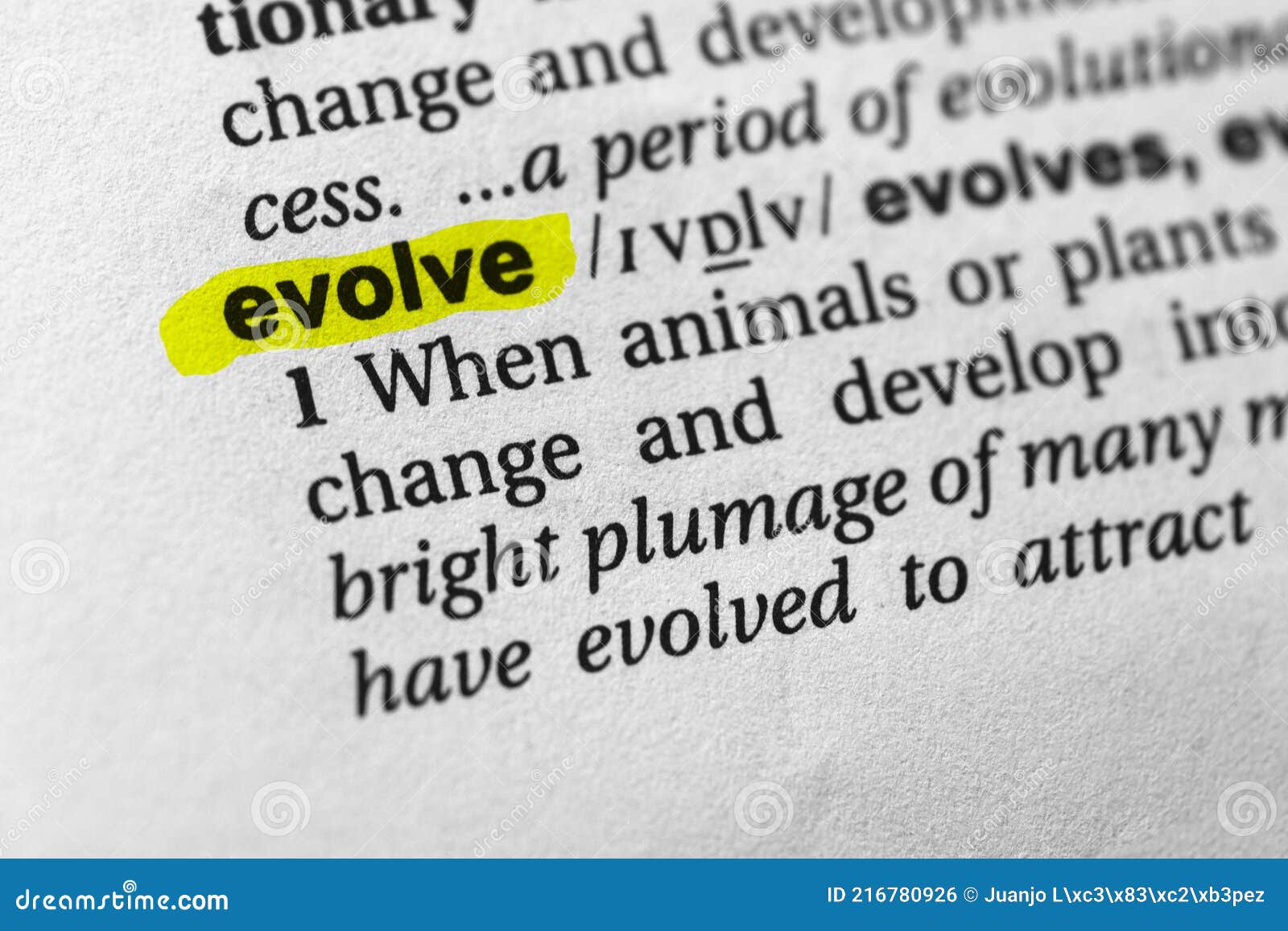 Highlighted Word Evolve Concept and Meaning Stock Photo - Image of ...