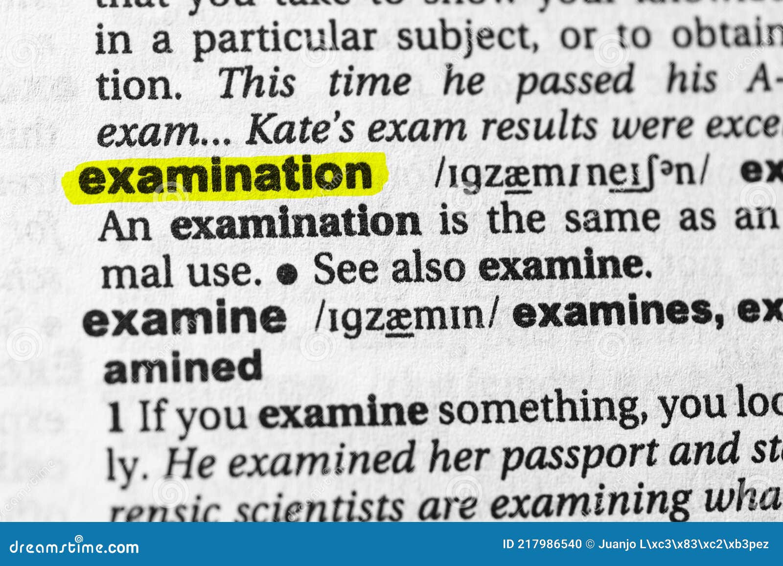 Highlighted Word Examination Concept and Meaning Stock Photo - Image of ...