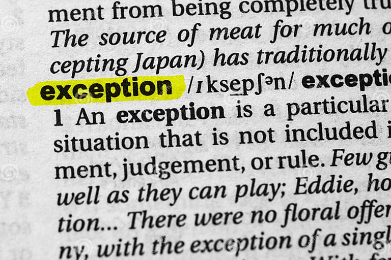 Highlighted Word Exception Concept and Meaning Stock Photo - Image of ...