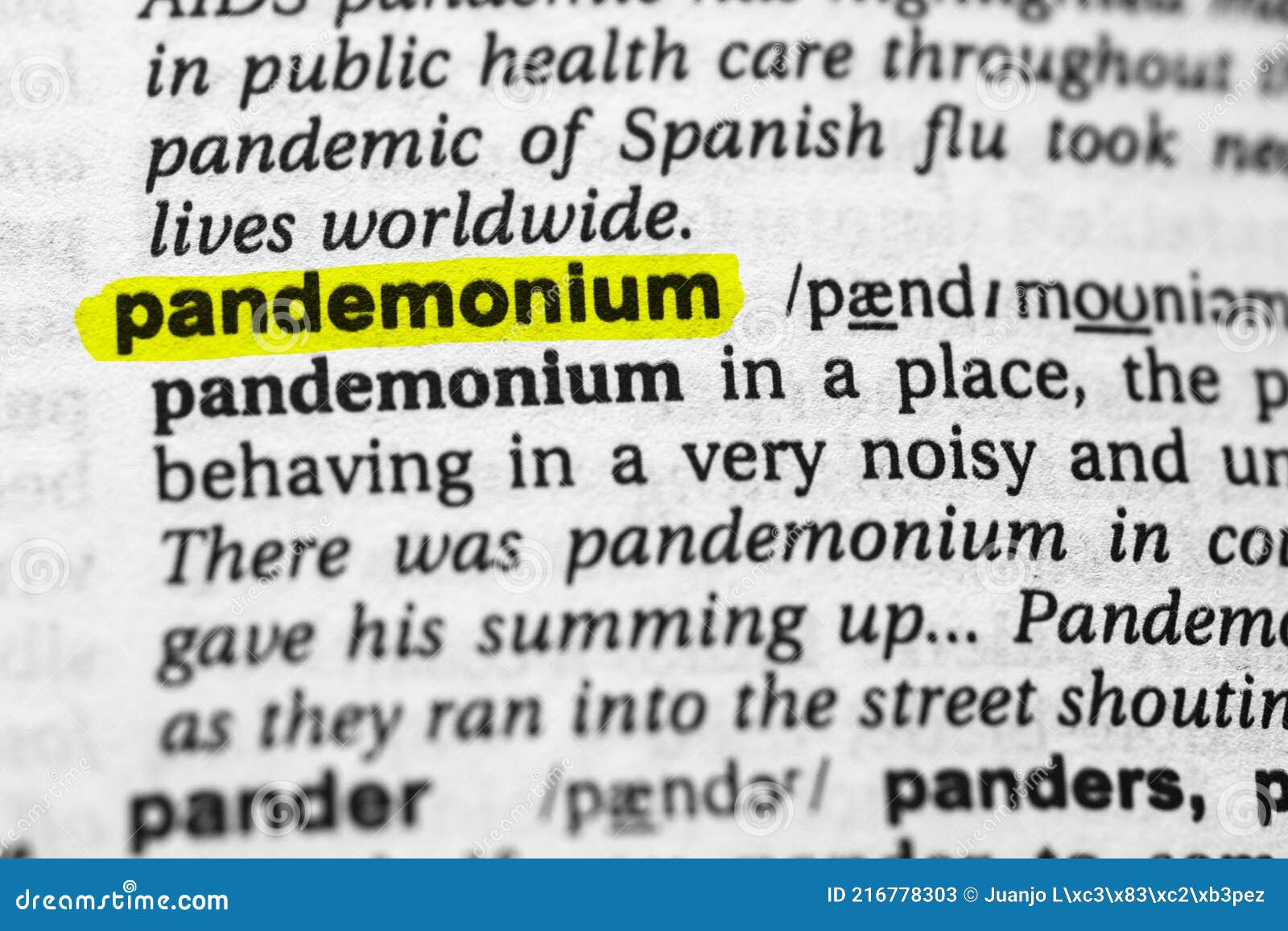 Highlighted Word Pandemonium, Concept and Meaning Stock Image - Image ...