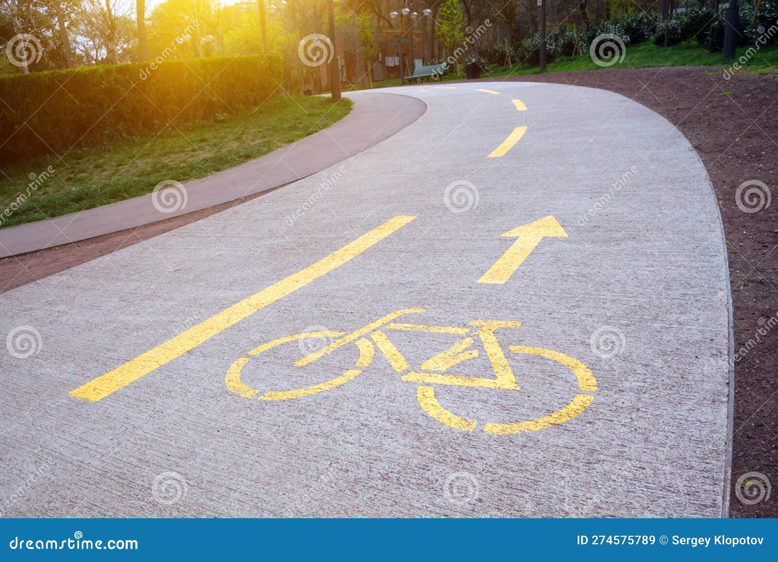 Highlighted in Yellow Paint Cycle Path Stock Image - Image of cycle ...