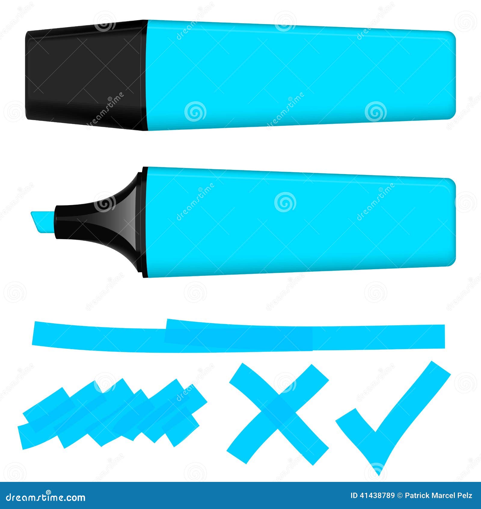 Highlighter Blue with Markings Stock Vector - Illustration of neon ...
