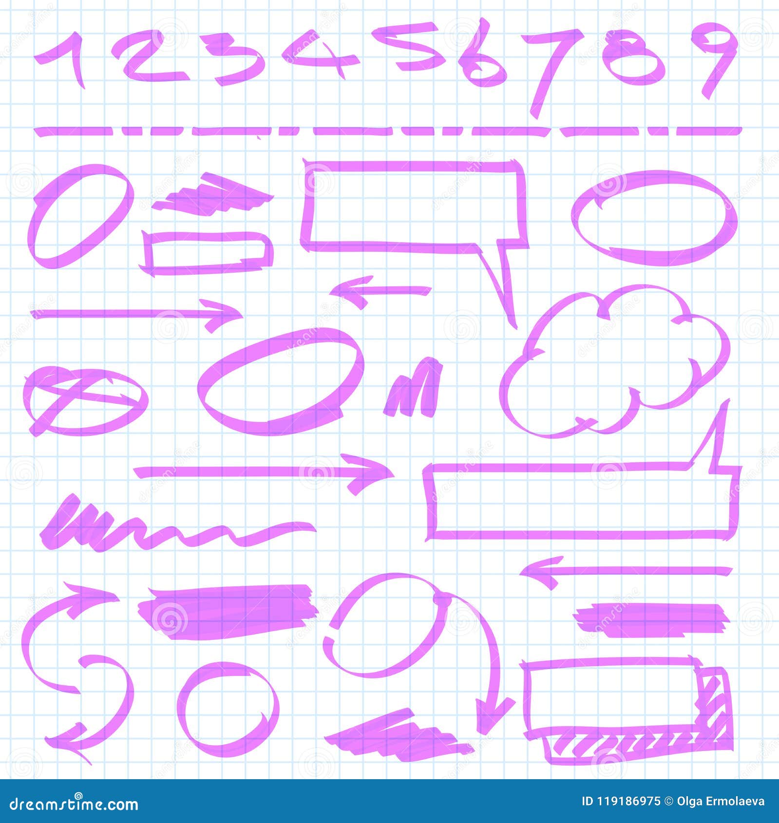 Highlighter Design Element Set Stock Vector - Illustration of frame ...