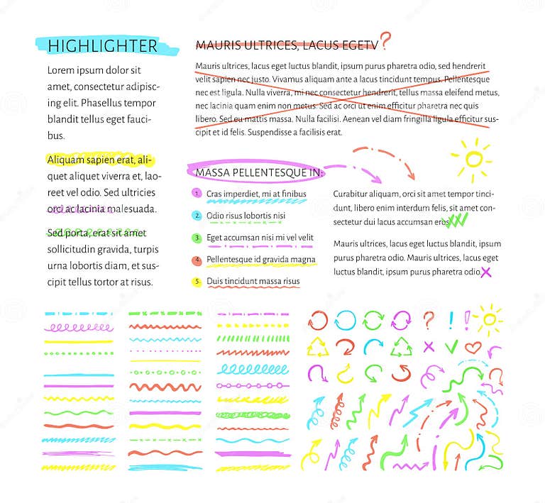 Highlighter Elements Collection Stock Vector - Illustration of graphic ...