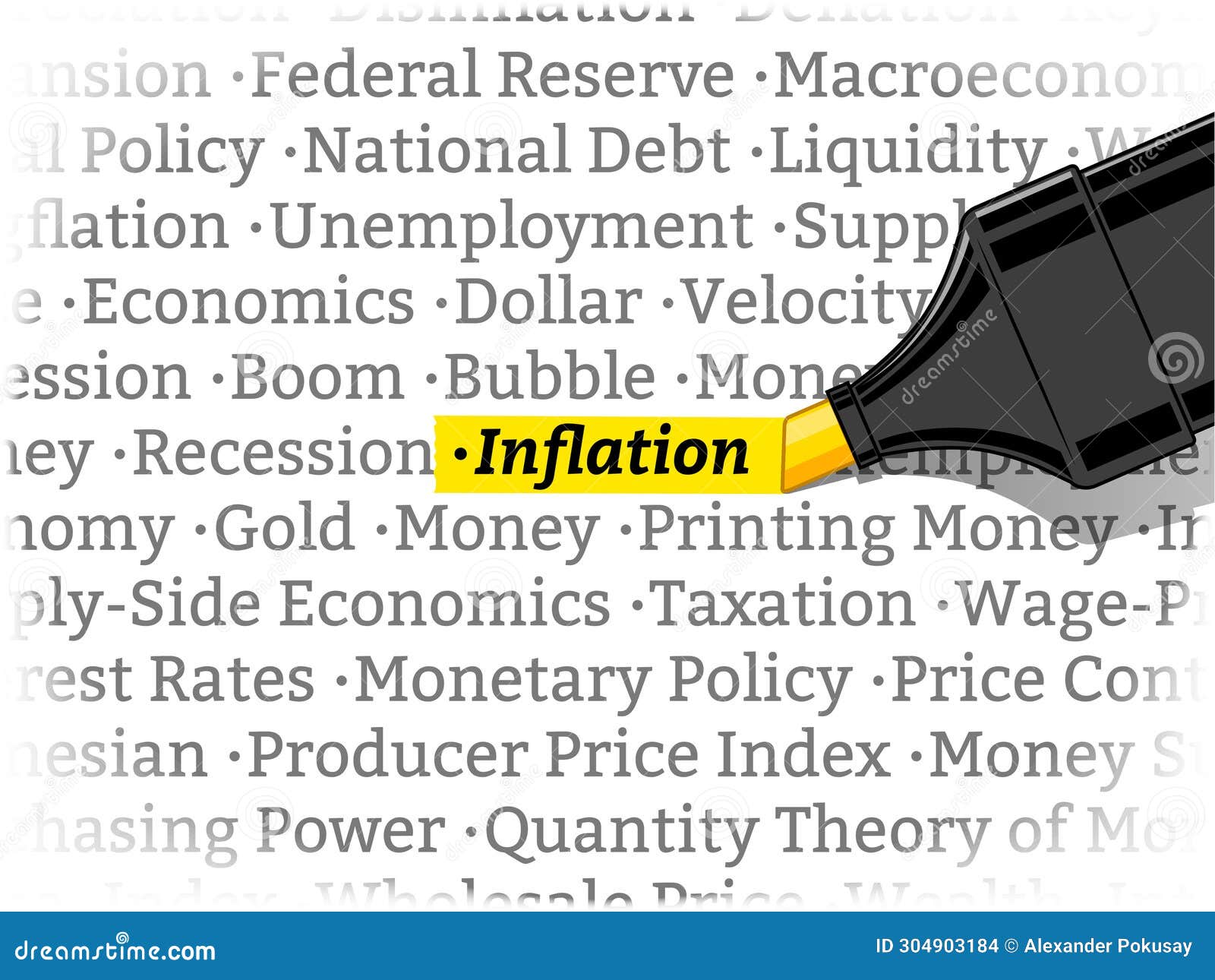 Highlighter Highlights the Word Inflation Vector Stock Vector ...