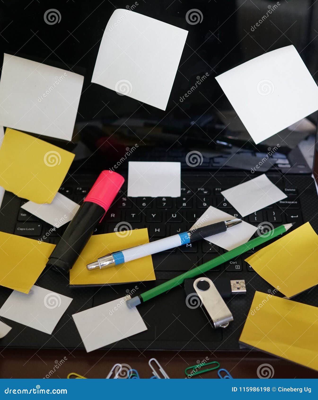 Highlighter, Pen, Pencil, and Sticky Notes Stock Photo - Image of ...