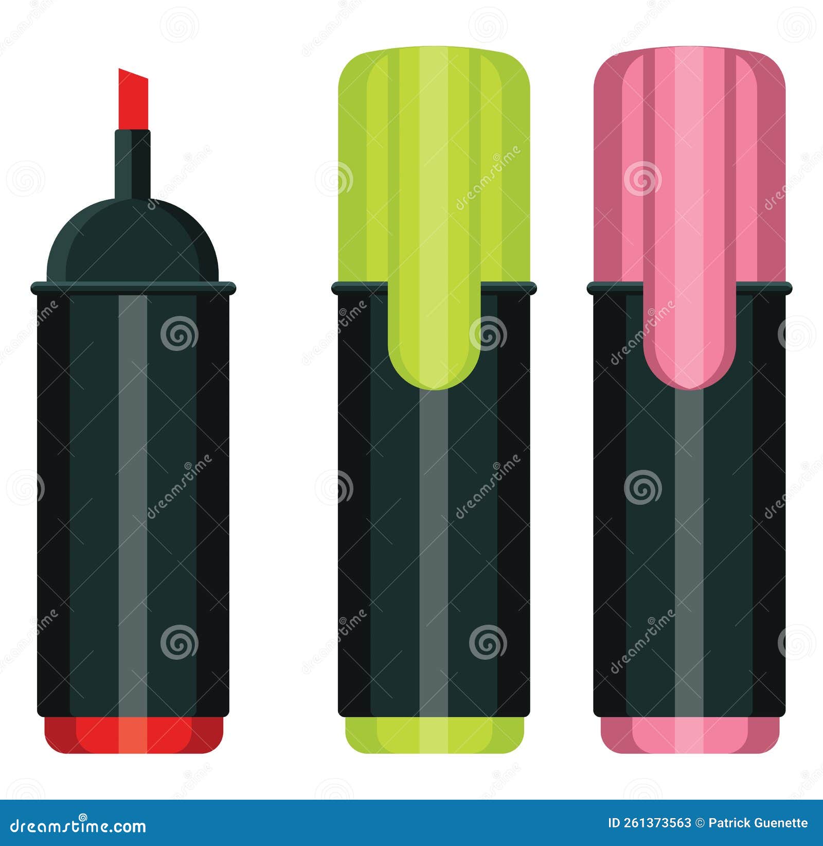 Highlighter pens, icon stock vector. Illustration of drawing - 261373563