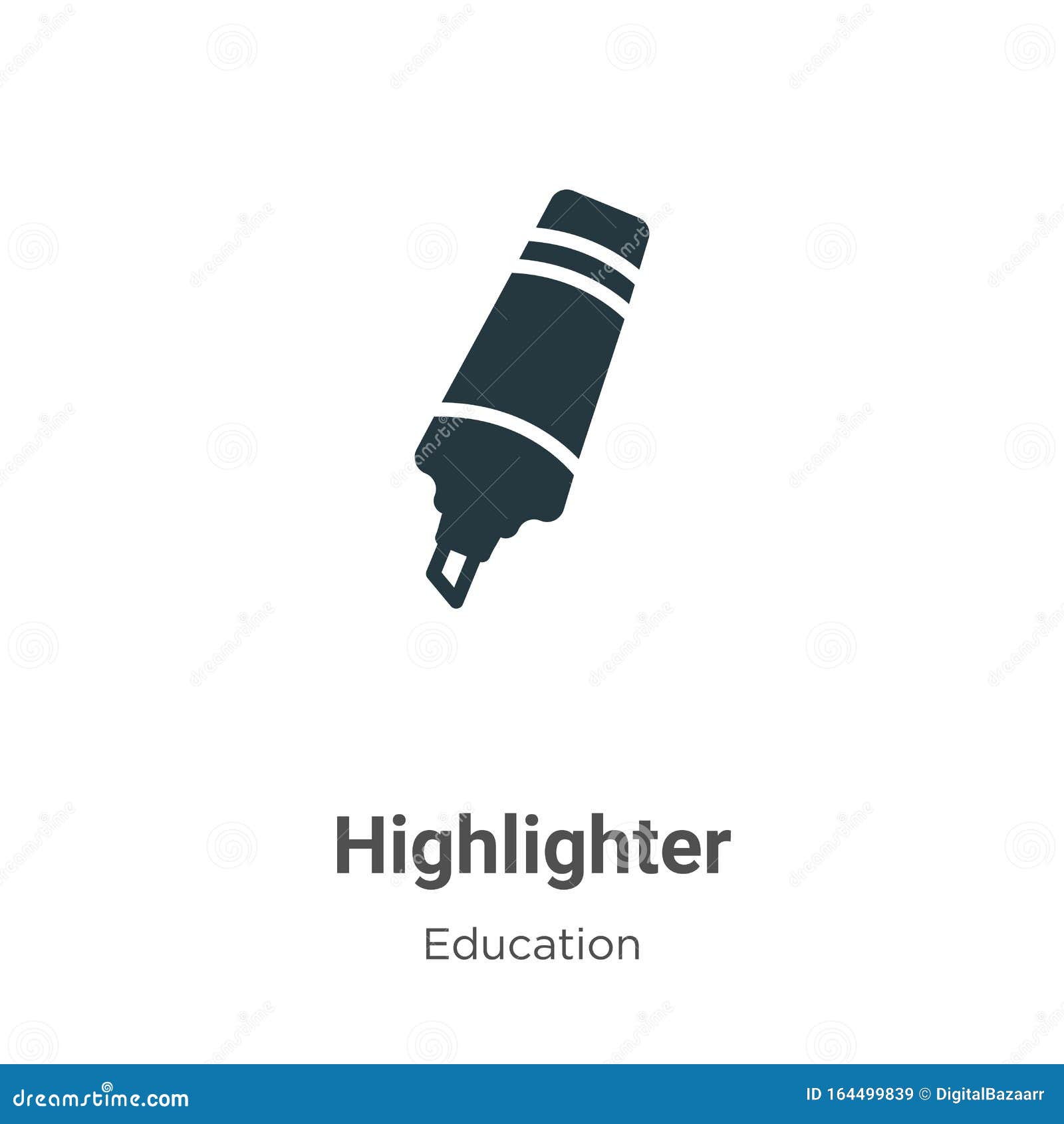 Highlighter Vector Icon on White Background. Flat Vector Highlighter ...