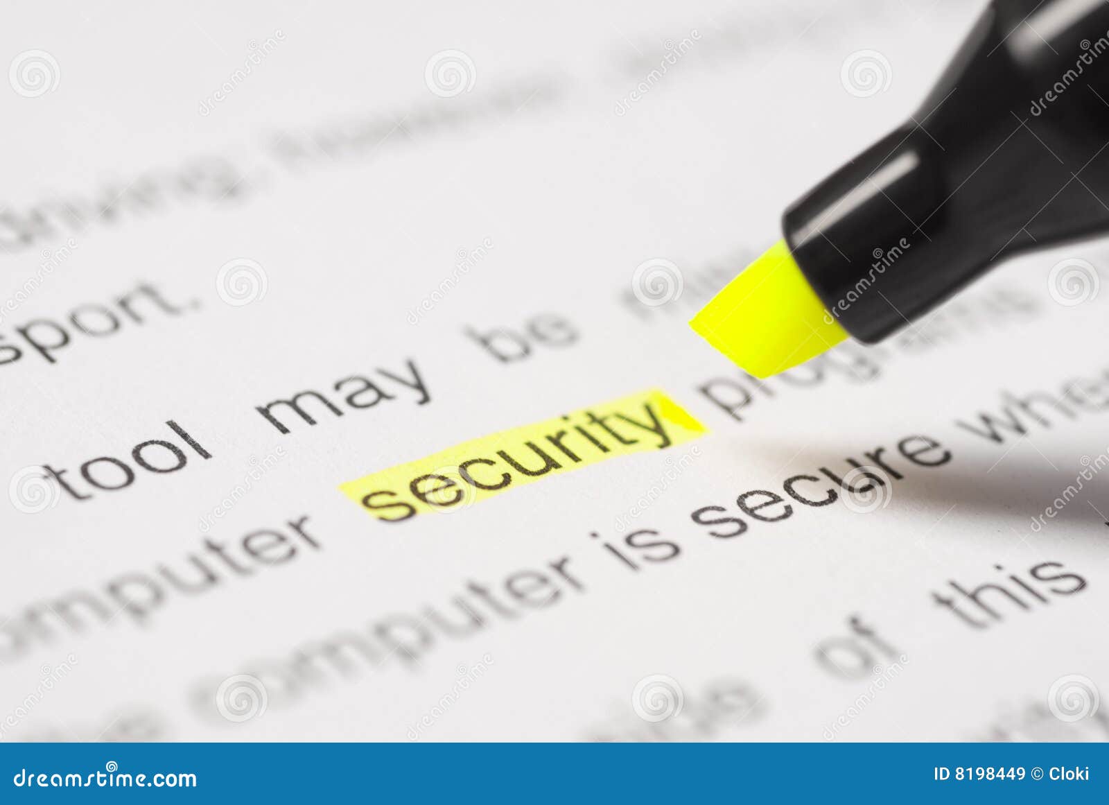Highlighter and Word Security Stock Image - Image of felt, security ...