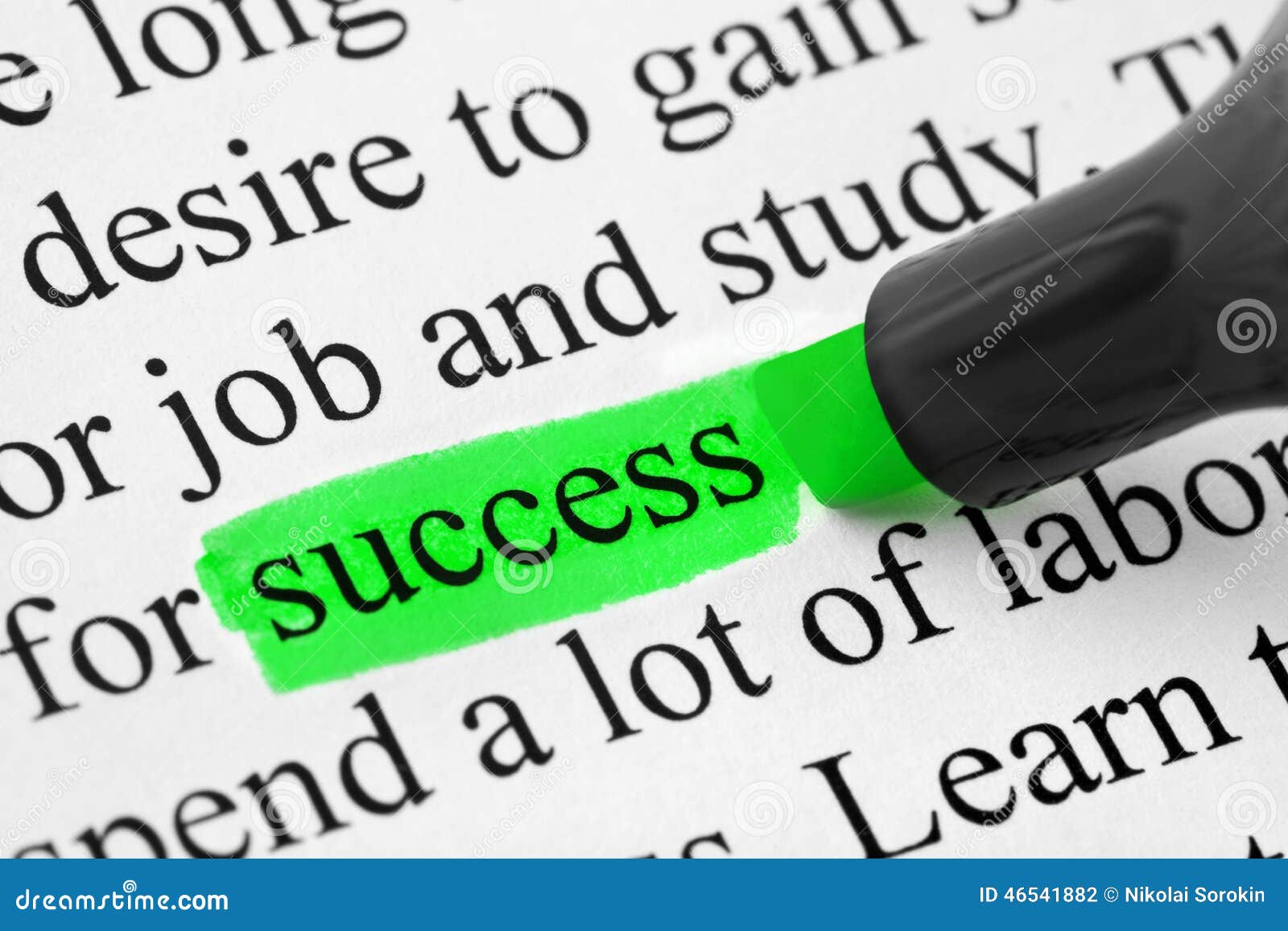 Highlighter and Word Success Stock Photo - Image of highlight, book ...