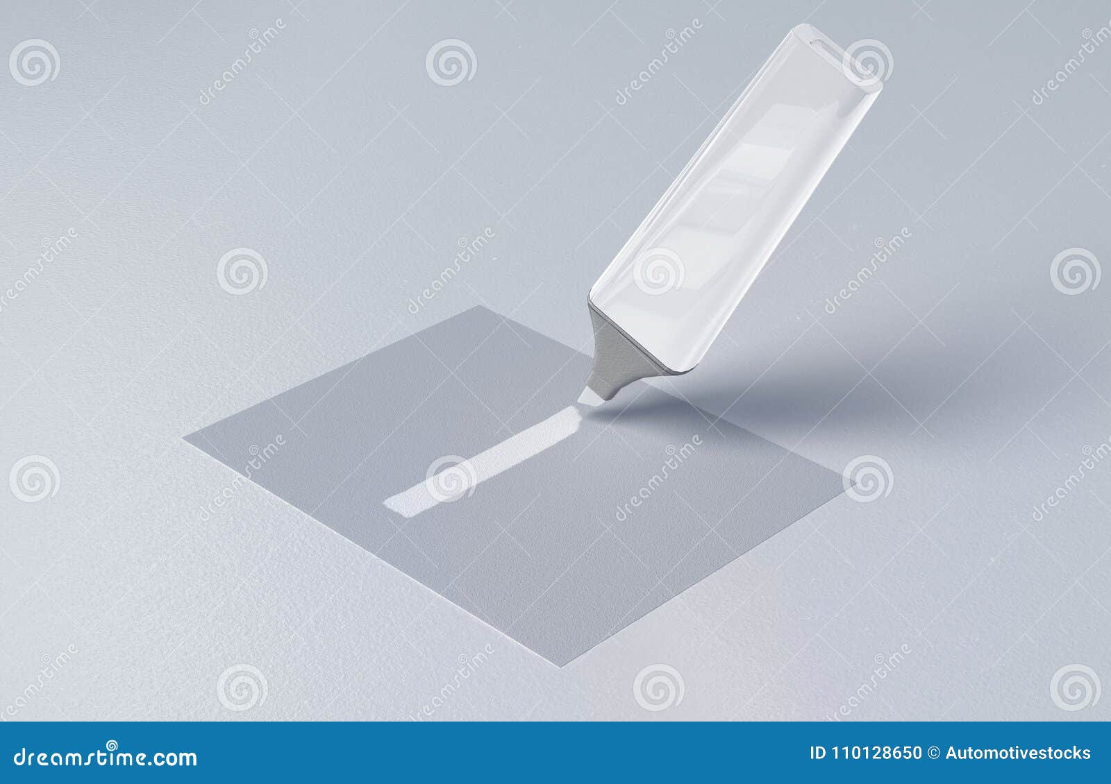 Highlighter Writing on the White Sheet of Paper. 3D Illustration Stock ...
