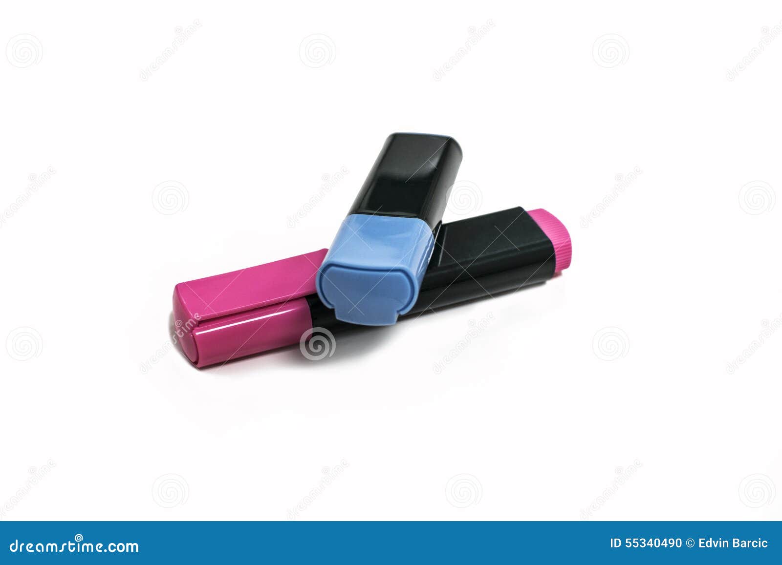 Highlighters stock photo. Image of pink, work, school - 55340490