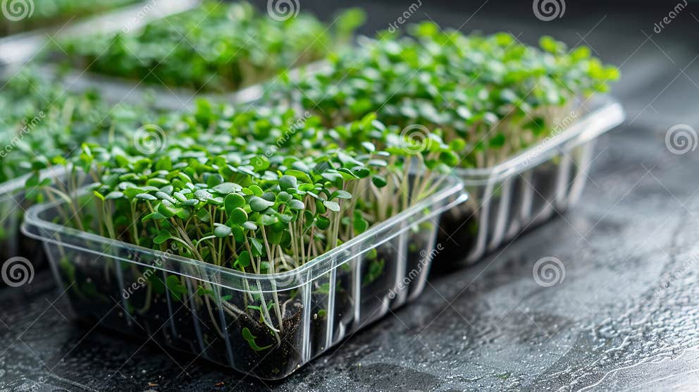 Compostable Containers for Microgreens Stock Illustration ...
