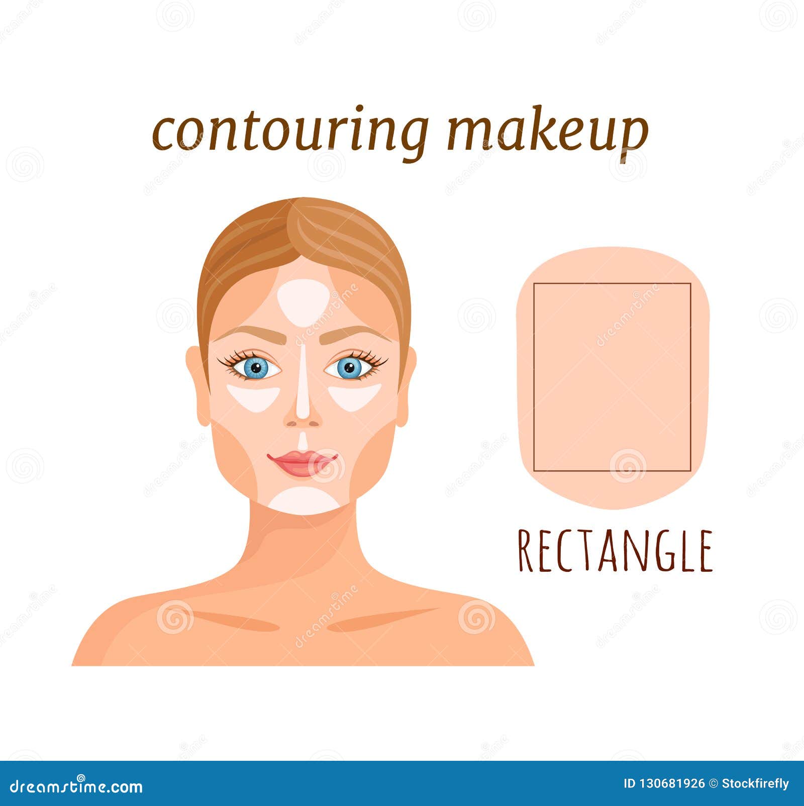 Highlighting and Shading of Rectangle Female Face. Vector Stock Vector ...