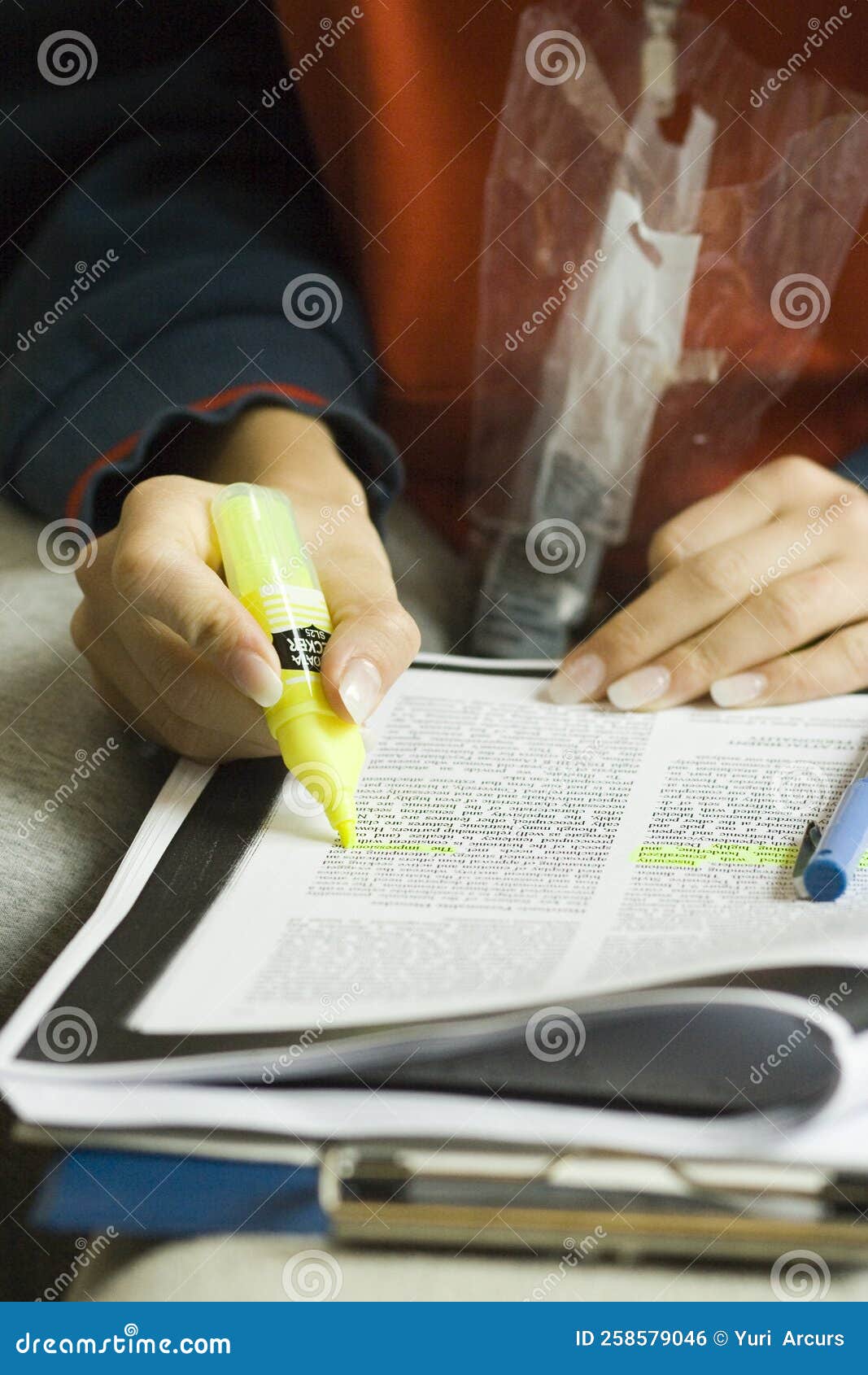 Highlighting. a Student Highlighting Text while Studying. Stock Photo ...