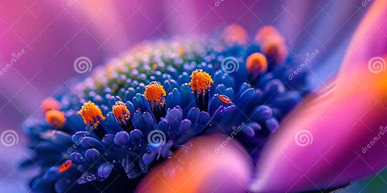 Highlighting The Texture And Shape Of Pollen Grains On A Flower Generative Ai Stock