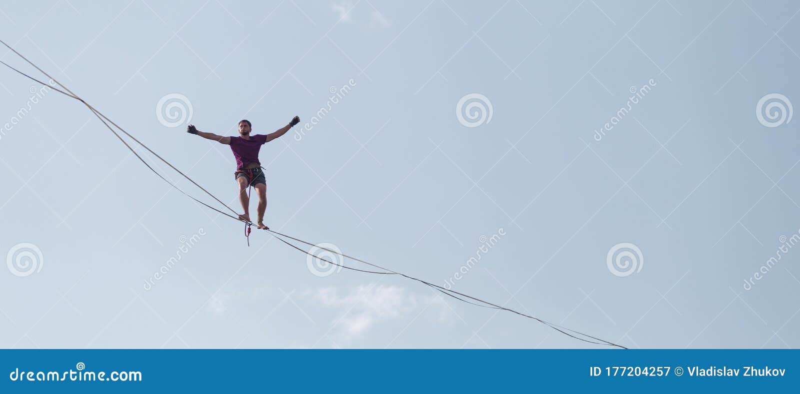 Highliner on the Background of Blue Sky Stock Image - Image of courage ...