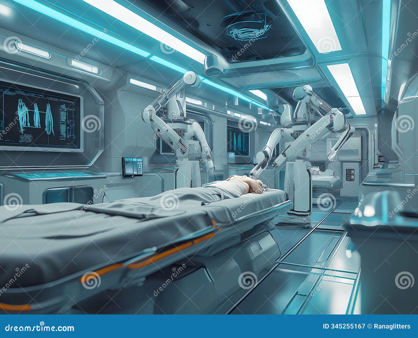 Highly Advanced Operating Room with Robotic Surgery Systems Stock ...