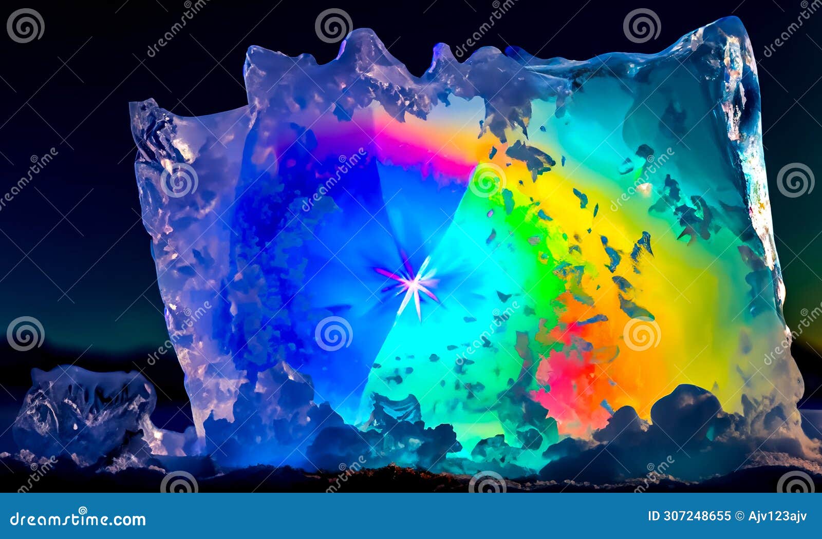 A Highly Coloured Image Of Rainbow Colours Shown In A Freezing Iceberg ...