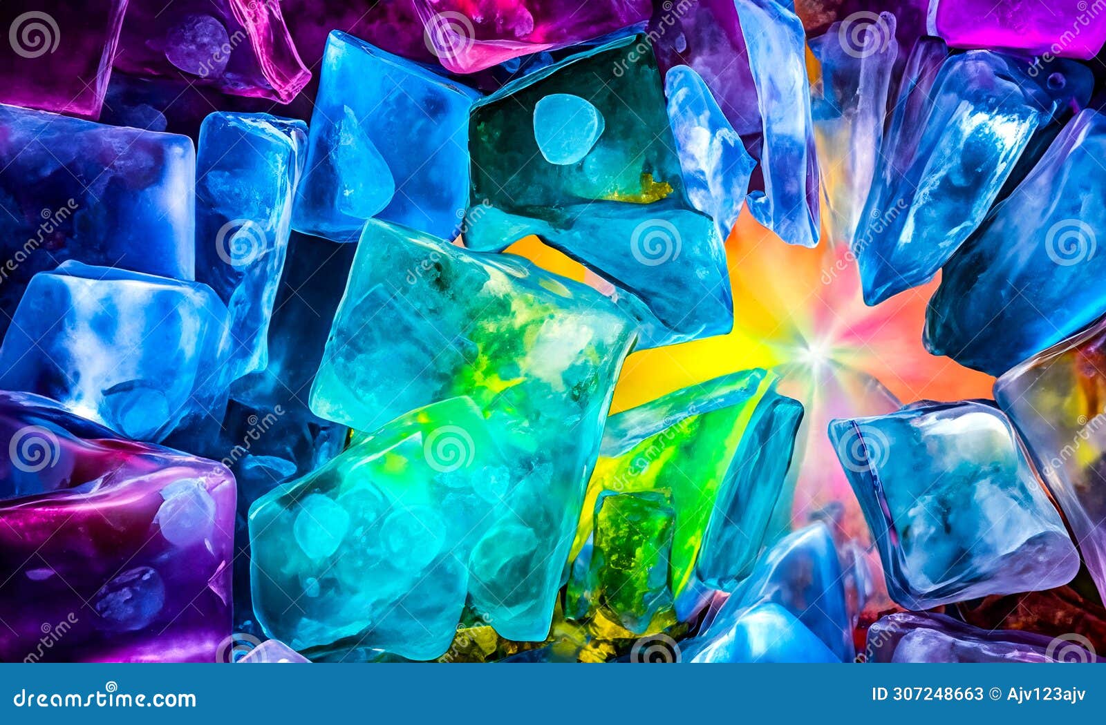 A Highly Coloured Image Of Rainbow Colours Shown In A Freezing Iceberg ...