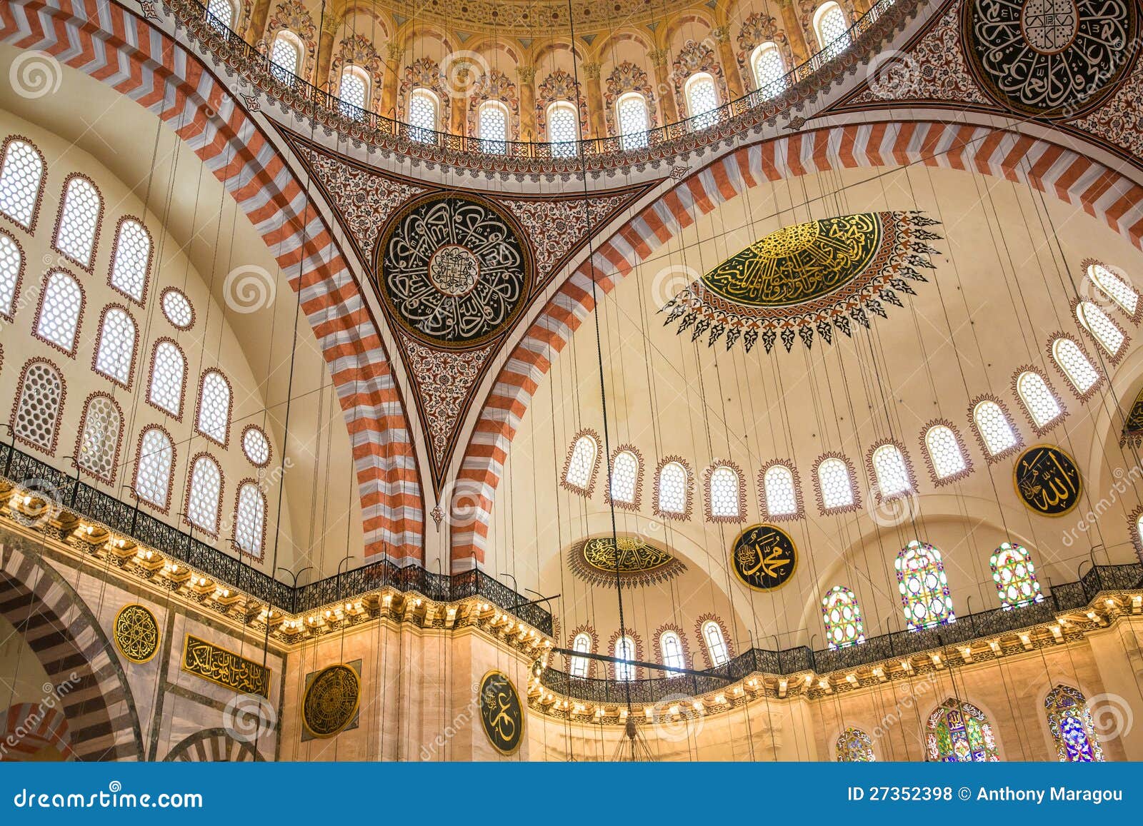 Highly Decorated Mosque Interior Stock Photo - Image of colorful, camii ...