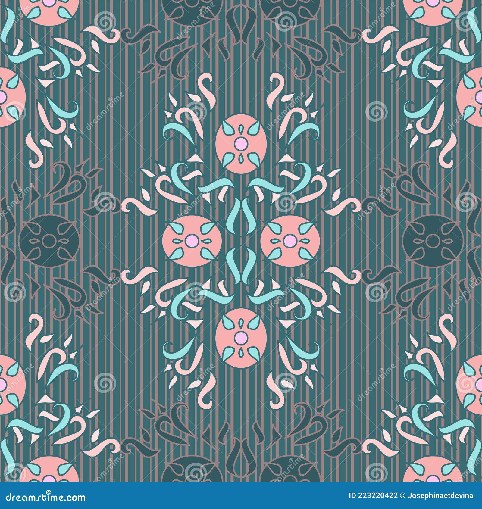 Vector Repeat Pattern with Decorative Abstract Elements in Pink and ...