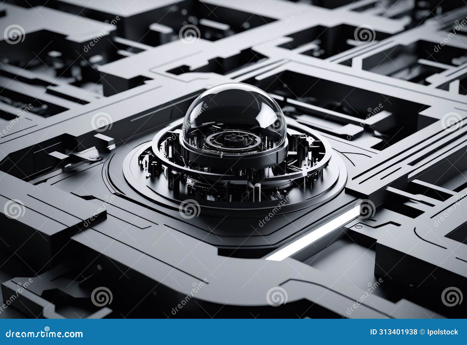 A Highly Detailed, Abstract Macro View of a Futuristic Computer ...