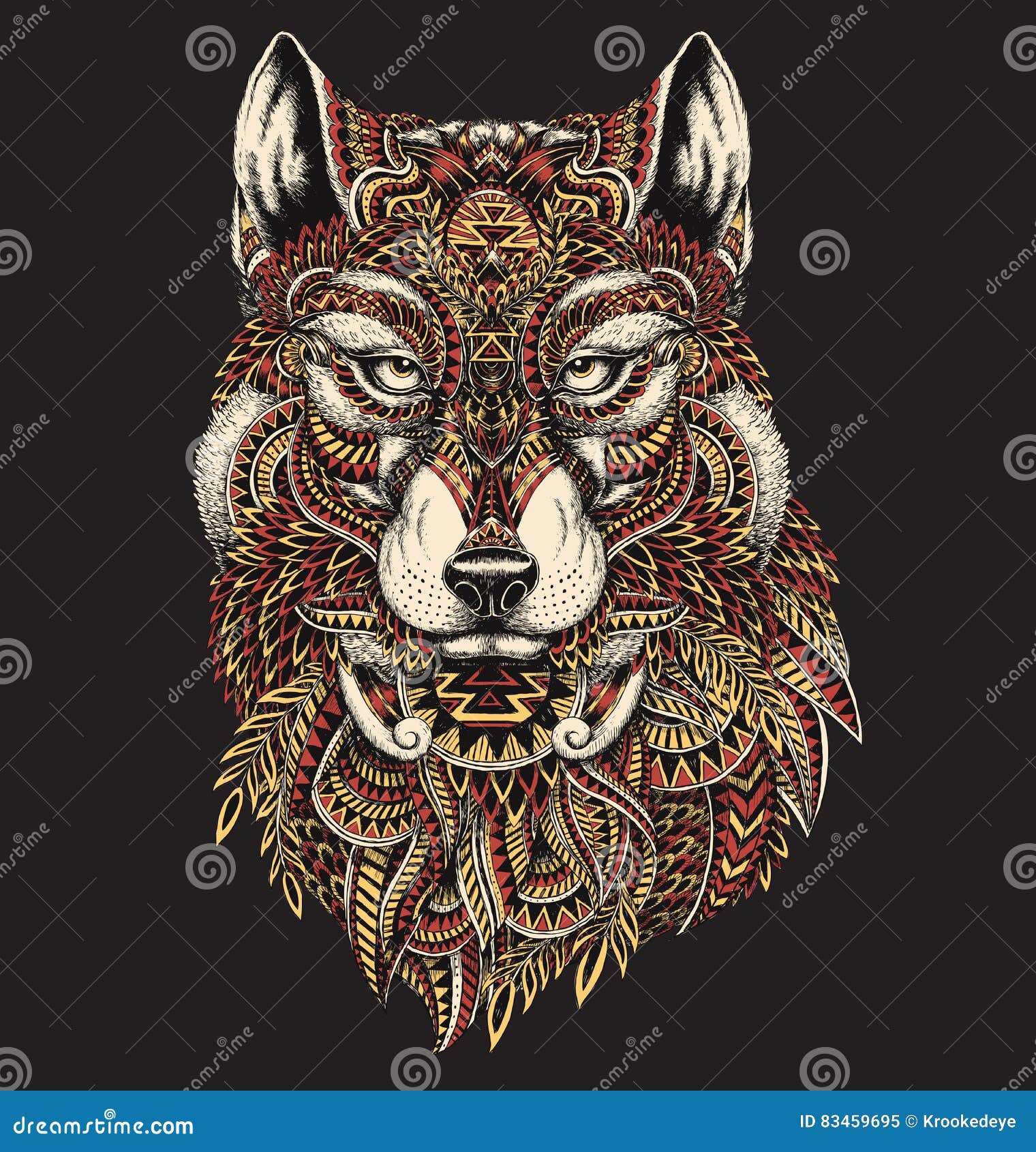 Highly Detailed Abstract Wolf Illustration in Color Stock Vector ...
