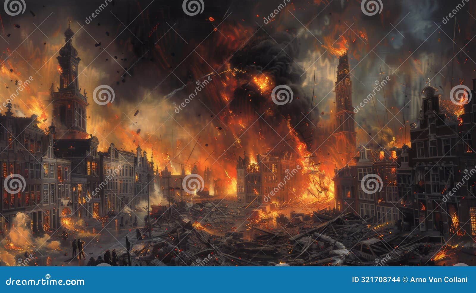 Rotterdam in Flames: Aftermath of 14 May 1940 Bombing Stock ...