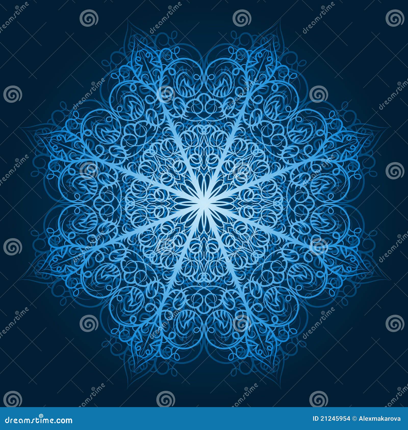 Highly Detailed Blue Snowflake Stock Vector - Illustration of abstract ...