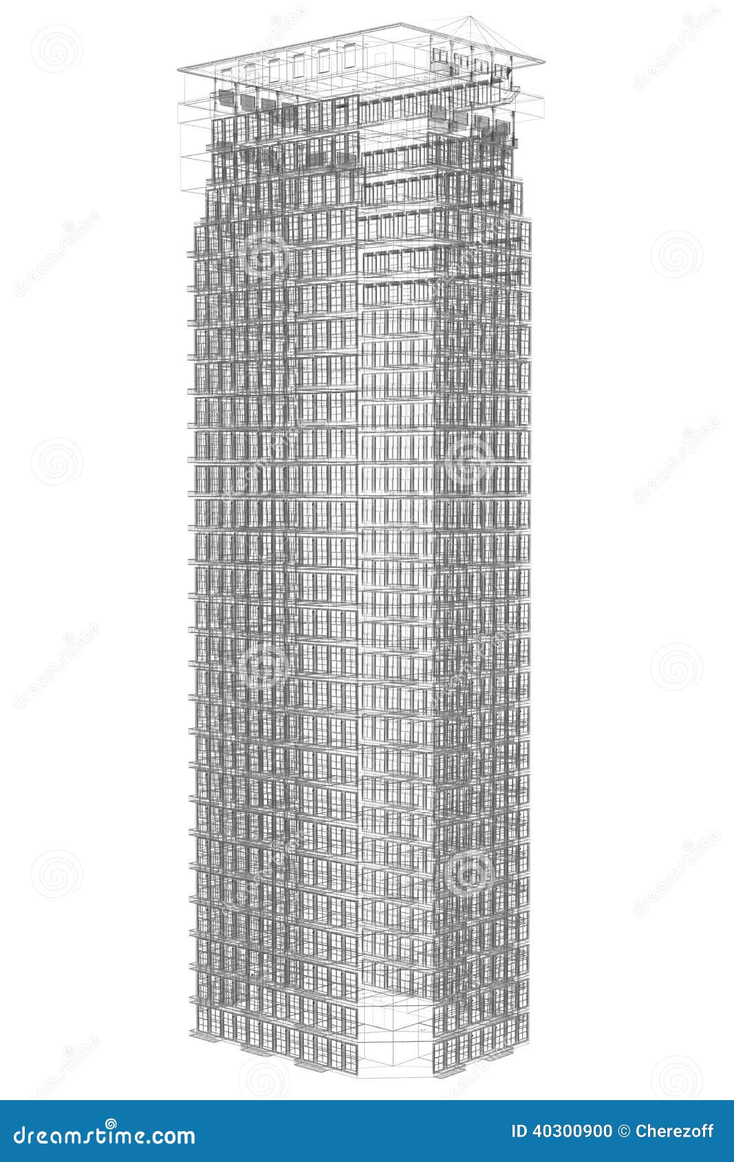 Highly Detailed Building. Wire-frame Render Stock Illustration ...